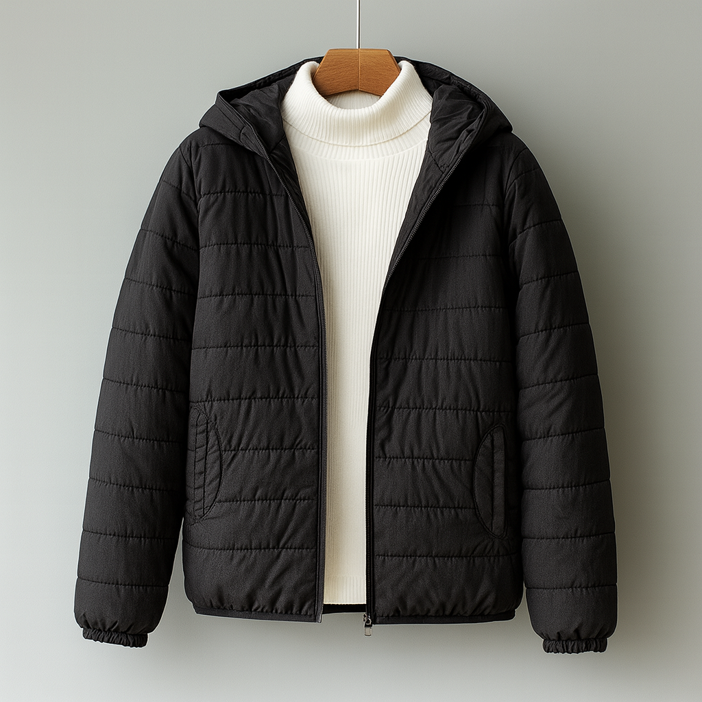 Oliver Quilted Hooded Jacket | Zip Front Side Pockets Jacket – Alma Hansen